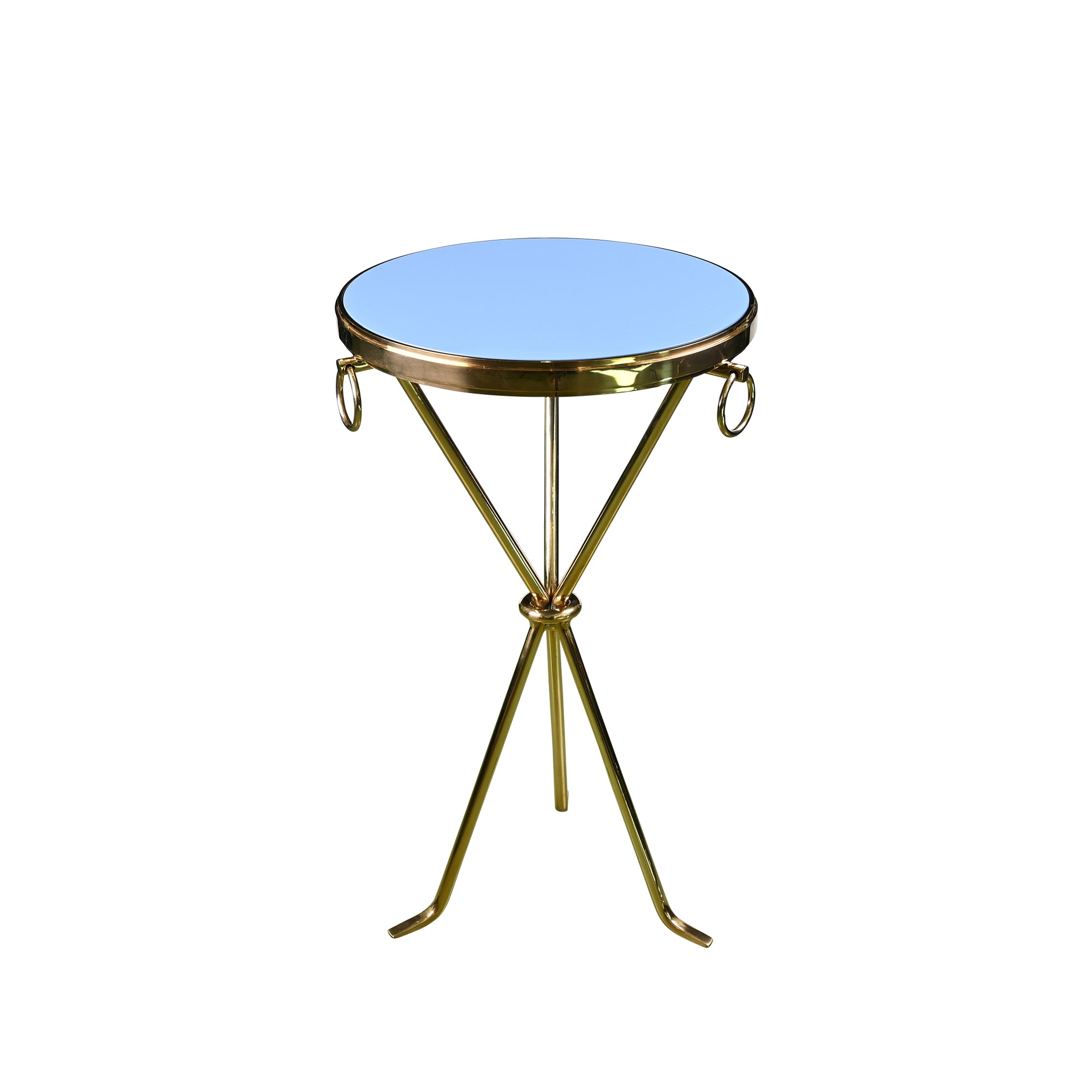 Floor Model | KRB Drinks Table in Sky Blue with Brass