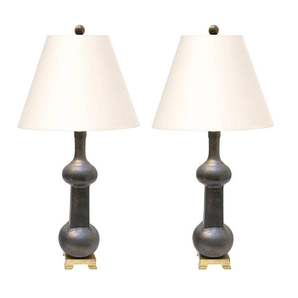 Pair of Small Hadley Lamps in Matte Bronze – KRB