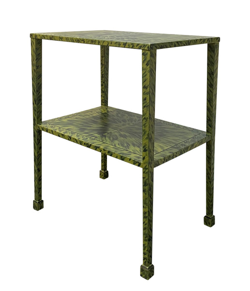 Two-Tier Side Table in Alligator Green Faux Tortoise – KRB